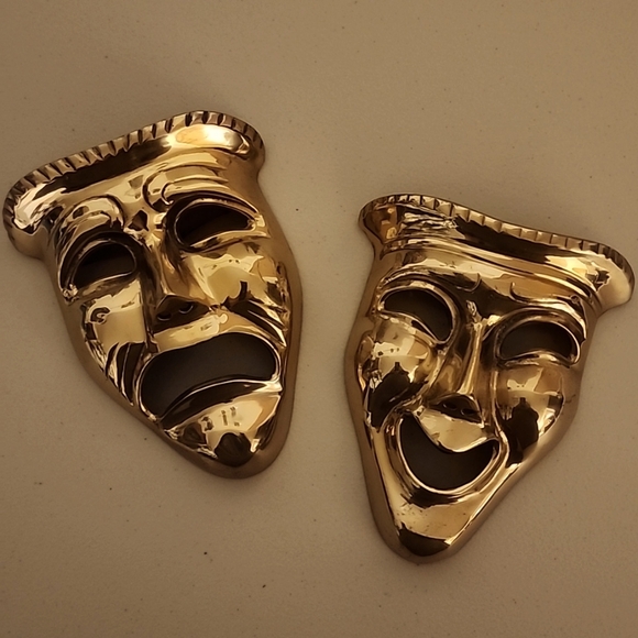 Not Sure | Accents | Vintage Brass Theater Comedy Tragedy Masks 2 Wall ...